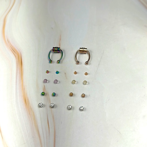 Jewelry | 2 Sets Magnetic Septum Nose Ring Horseshoe Fake Nose Ring ...